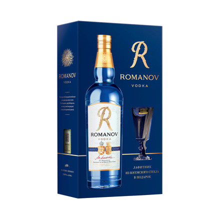 Водка Романов цена 0,7 л с бокалом 2506 руб., купить Романов в Москве ...